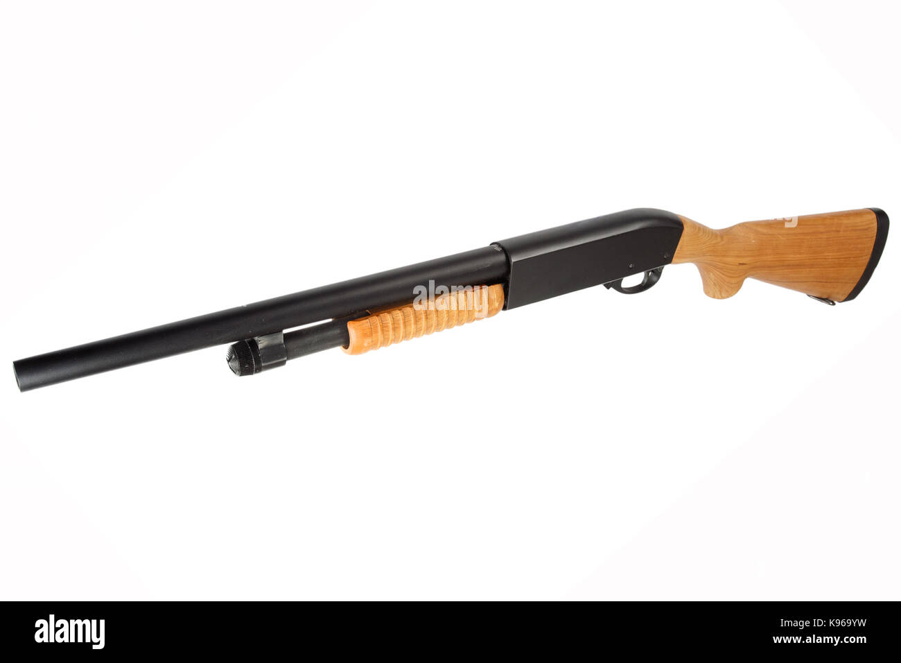 pump action shotgun isolated on white Stock Photo - Alamy