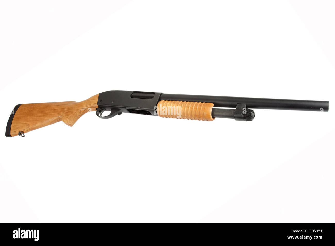pump action shotgun isolated on white Stock Photo - Alamy