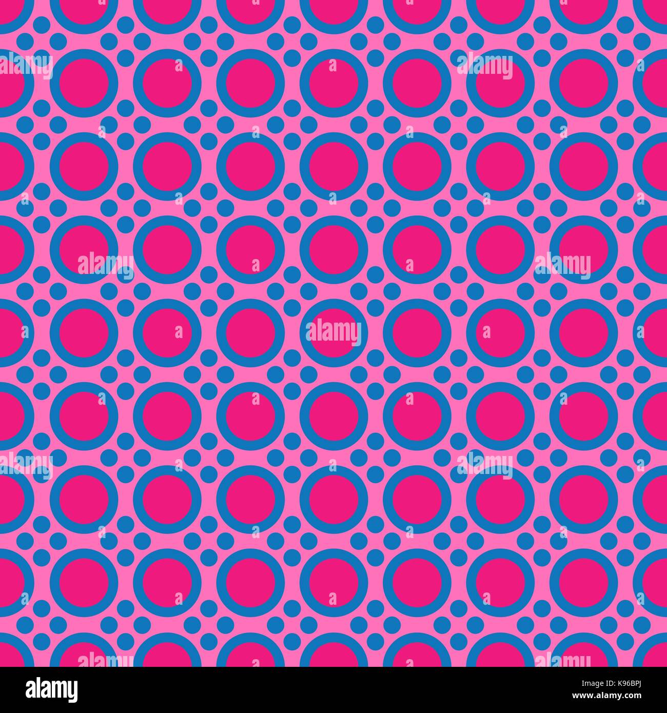 Seamless simple vector pattern with round elements in pink and blue ...
