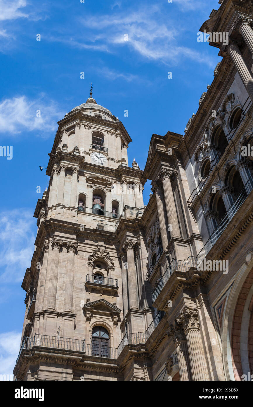 Malaga, Spain: Tower of the Cathedral of Malaga Stock Photo - Alamy