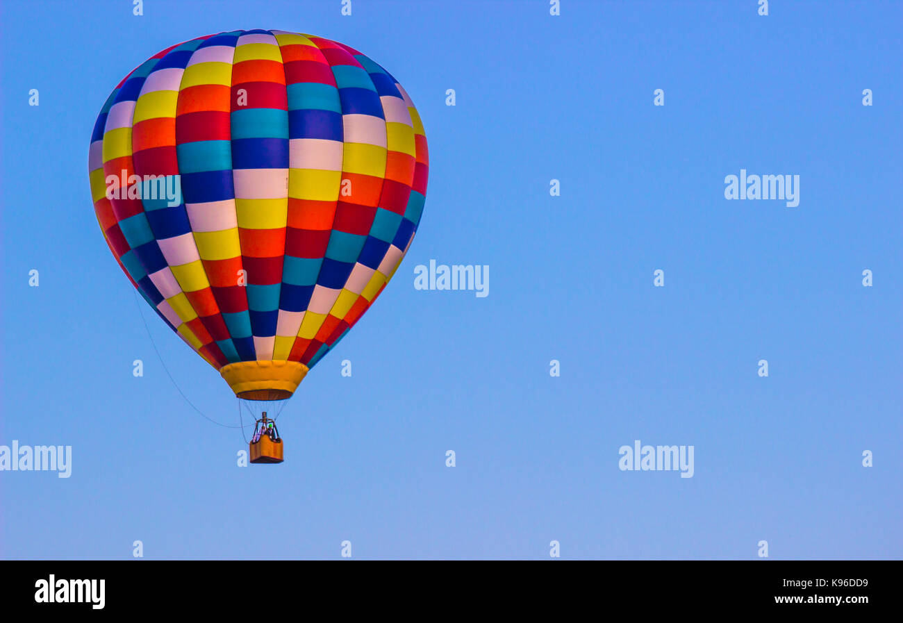 Multi Colored Squares On Hot Air Balloon Stock Photo - Alamy