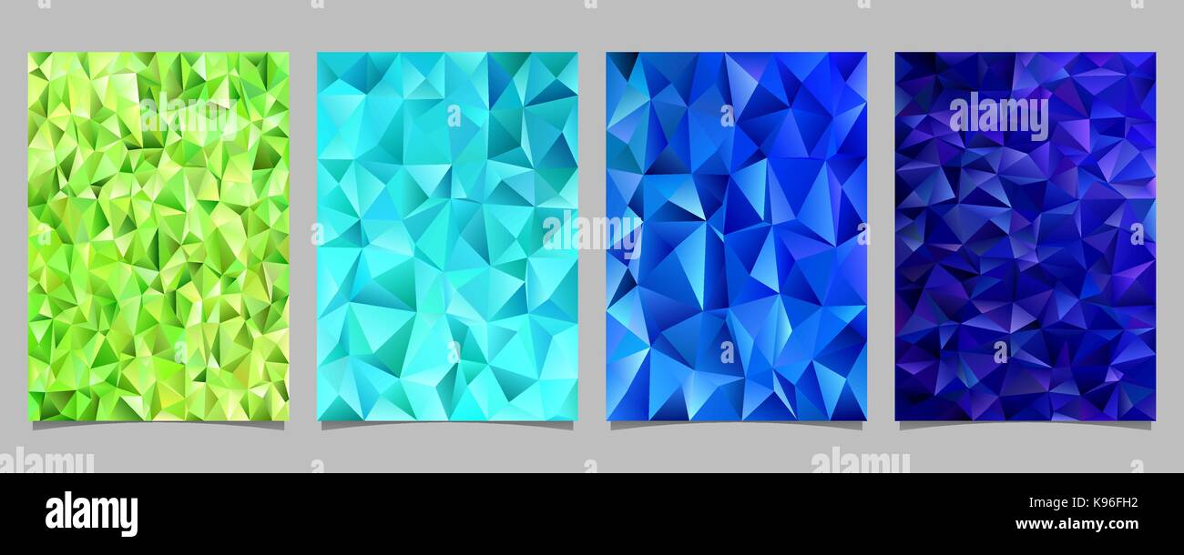 Abstract Irregular Triangle Tile Mosaic Flyer Template Set Vector