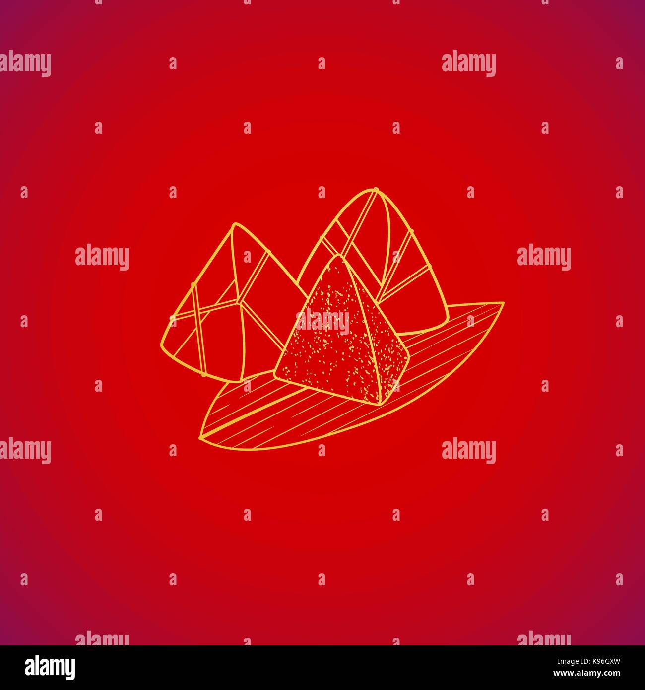 vector gold color traditional chinese Zongzi glutinous rice food warped ...