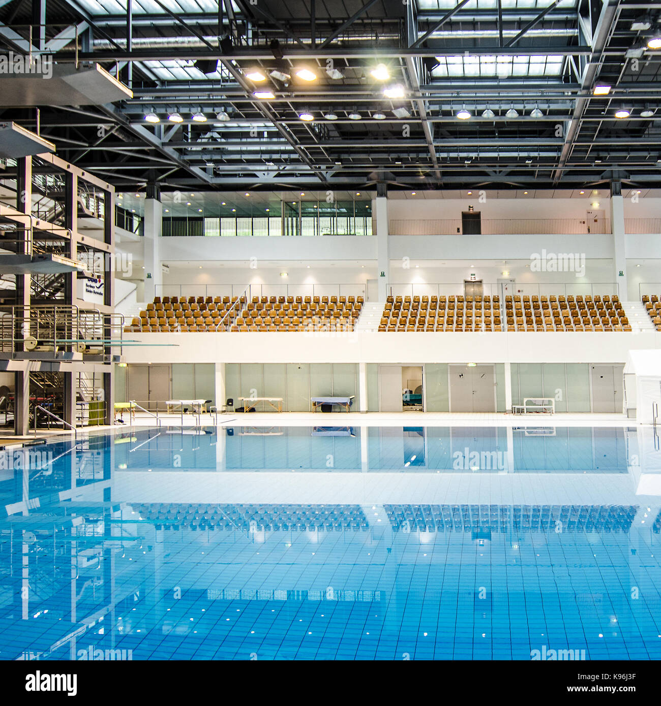 blue diving pool in a swimming hall Stock Photo - Alamy