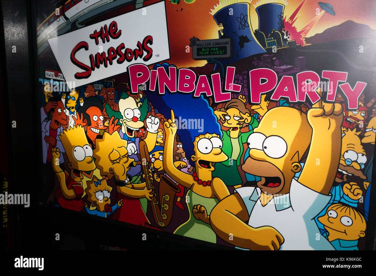 The Simpsons Pinball Party marquee from the animated comedy sitcom TV ...