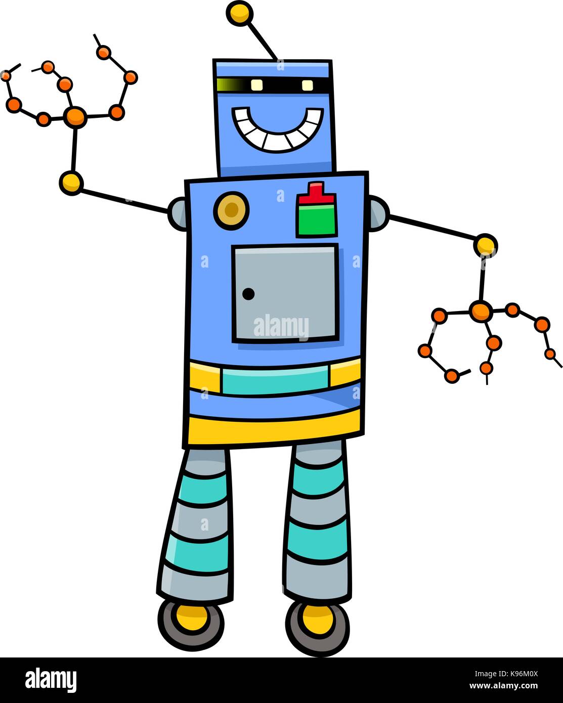 Cartoon Illustration of Funny Robot Science Fiction Comic Character ...