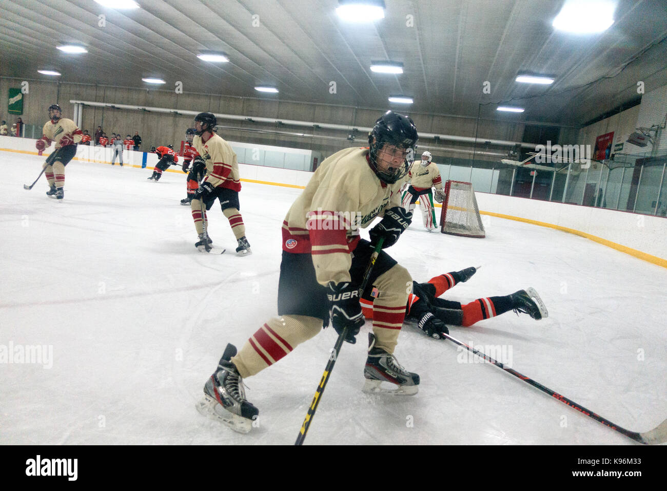 Intense game of hockey played by high school teen boys. St Paul ...