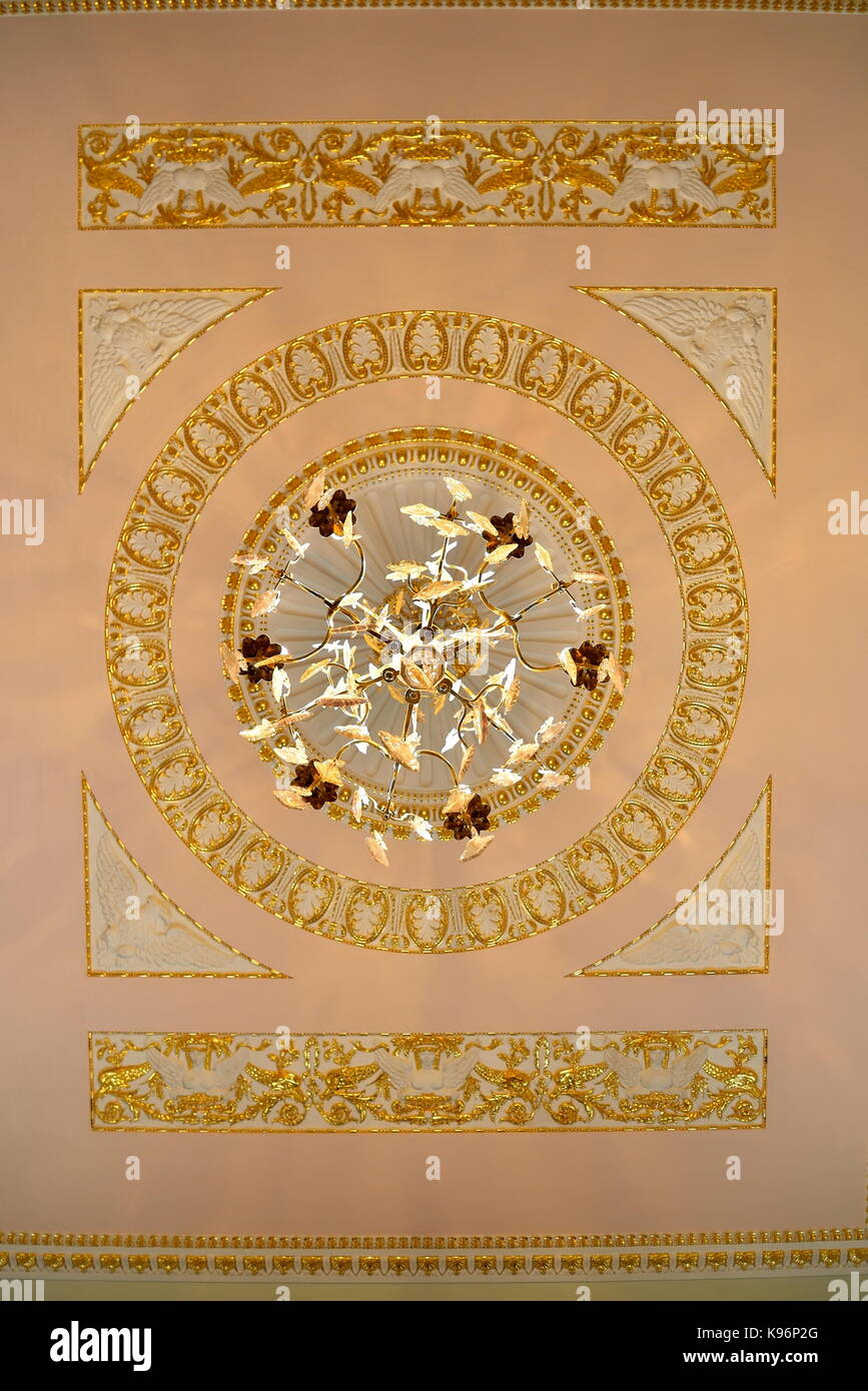 ST.PETERSBURG, RUSSIA - MARCH 03, 2017: Crimson ceiling living room ...