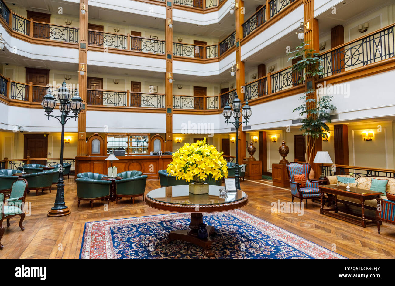The lounge inside the historic luxury colonial style Oberoi Cecil Hotel ...