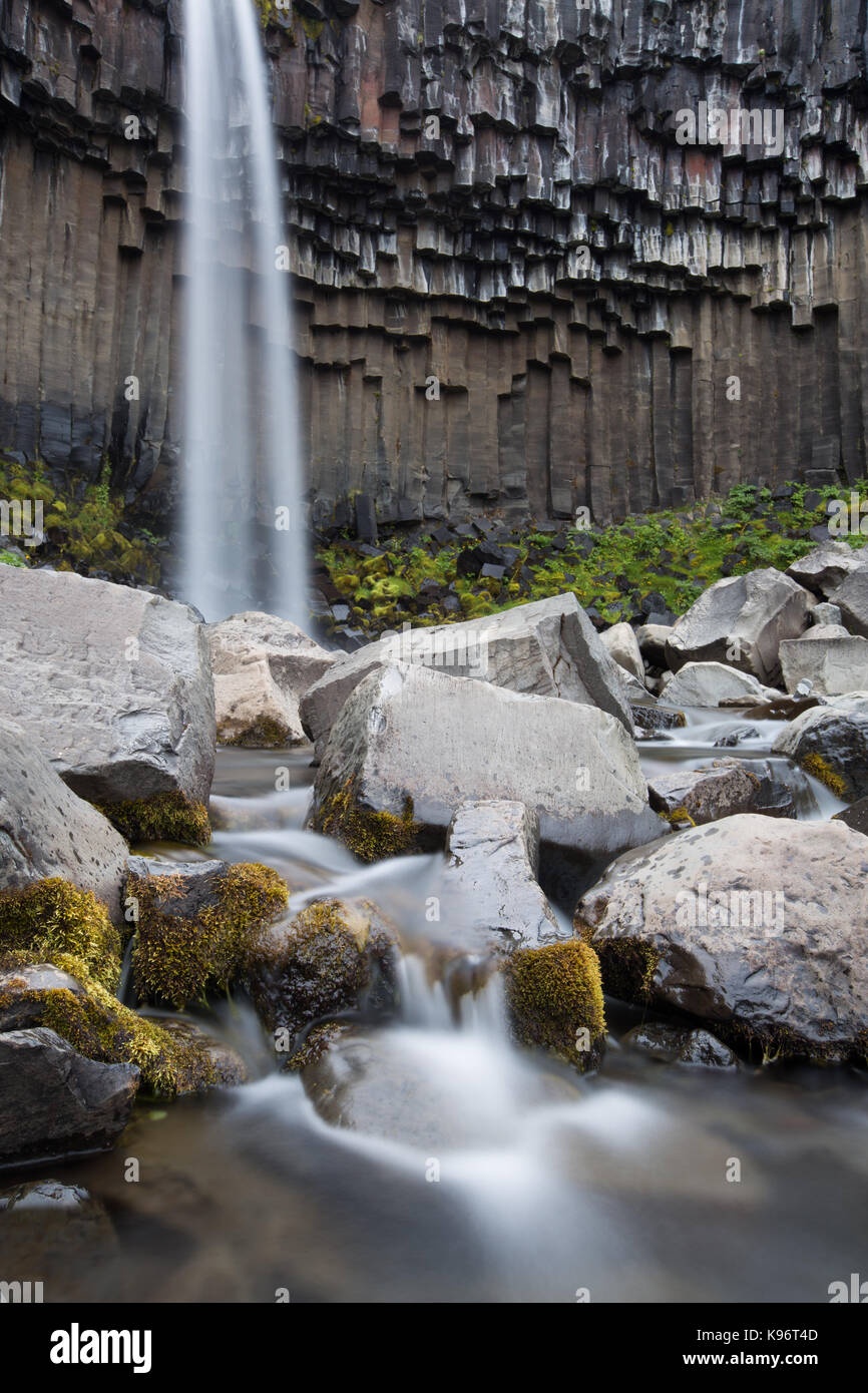 A view of Svartifoss Waterfall and basalt columns Stock Photo - Alamy