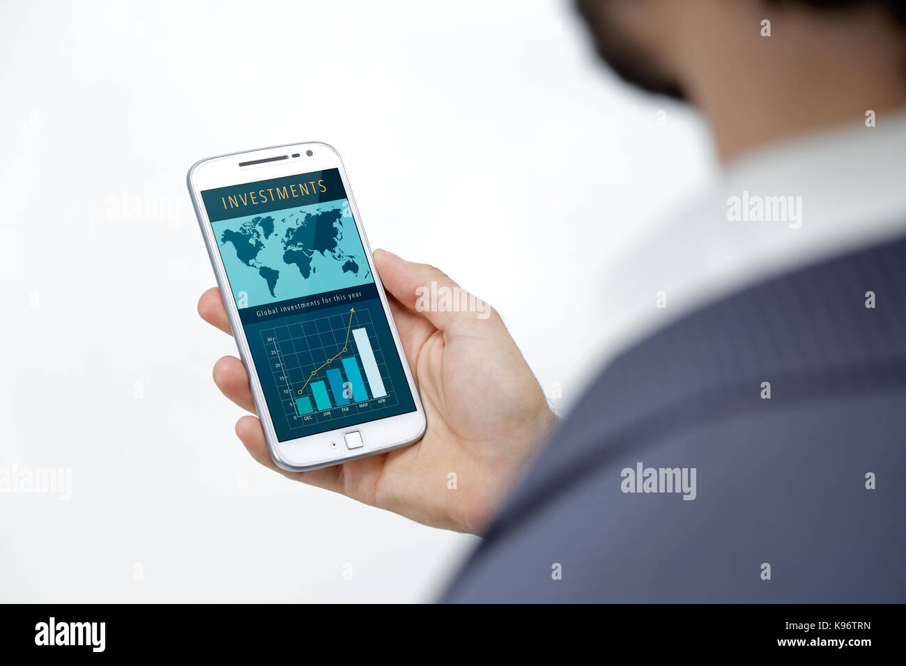Smartphone with a investment web page on the screen. Investment ...