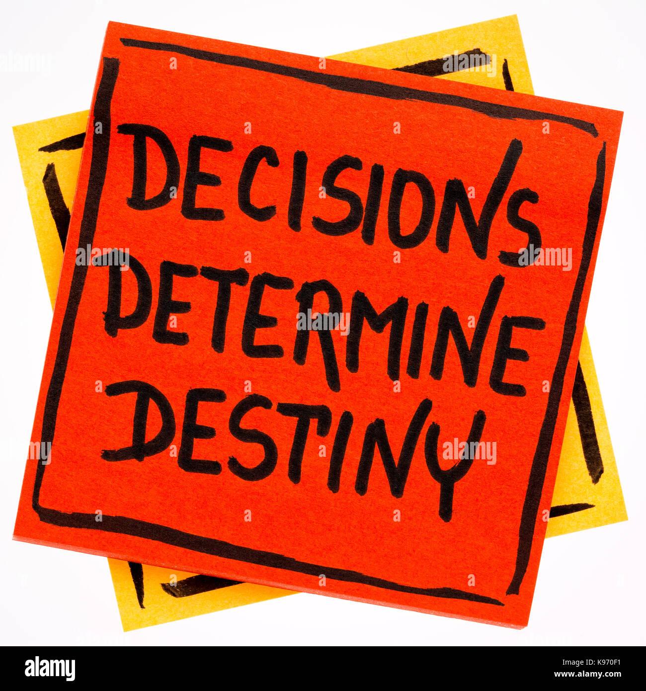 decisions determine destiny reminder or concept - handwriting in black ...