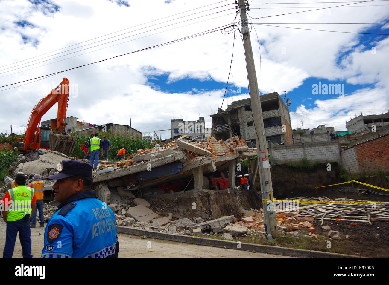 Quito, Ecuador - April,17, 2016: House destroyed by Earthquake with ...