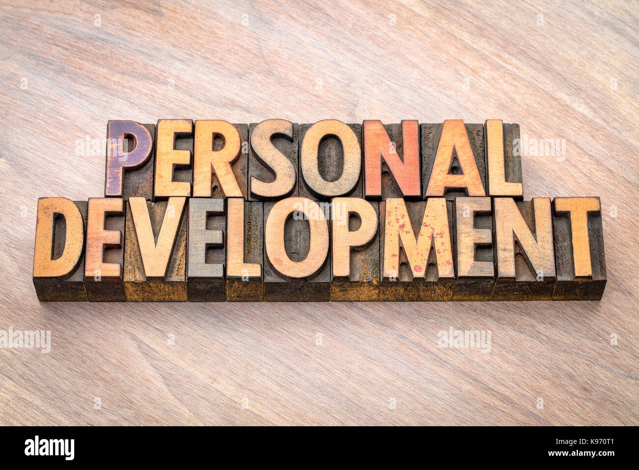 personal development - word abstract in vintage letterpress wood type ...