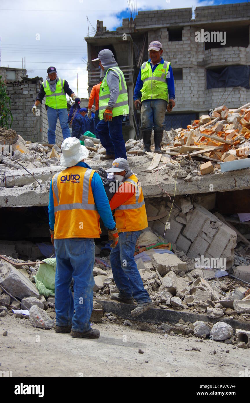 Quito, Ecuador - April,17, 2016: House destroyed by Earthquake with ...