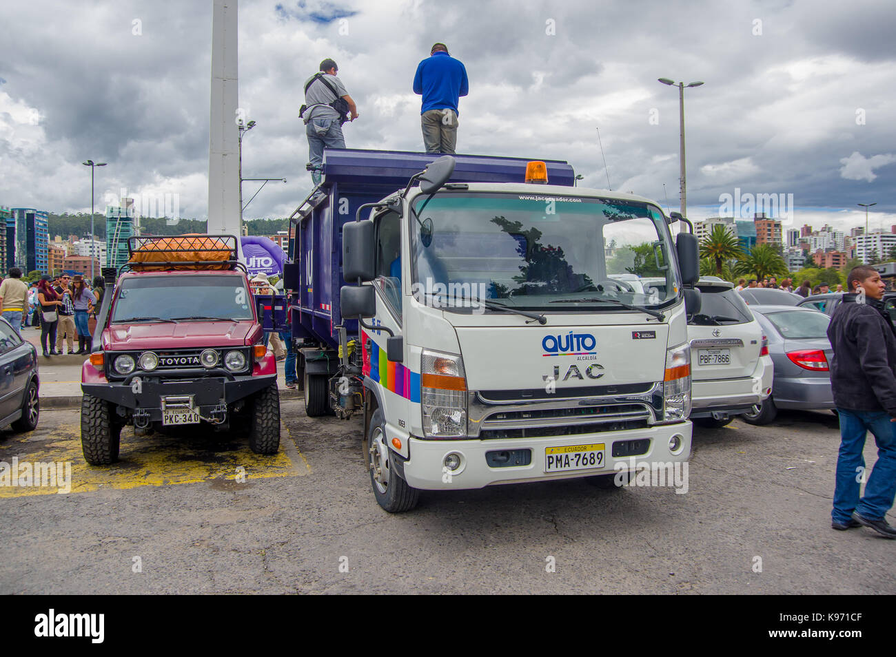 Quito, Ecuador - April,17, 2016: Truck carrying disaster relief food ...