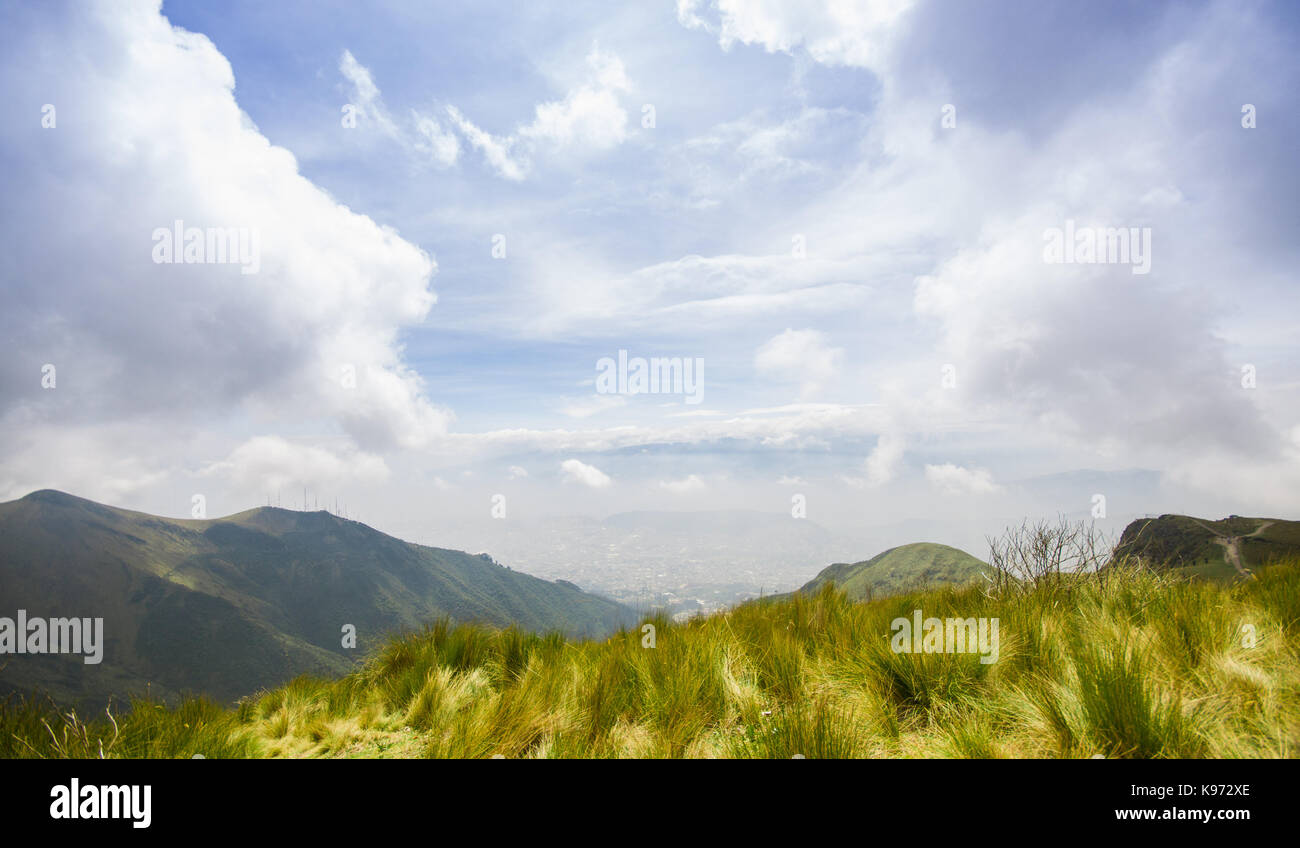 Panoramic view at the Pichincha volcano, located just to the side of ...