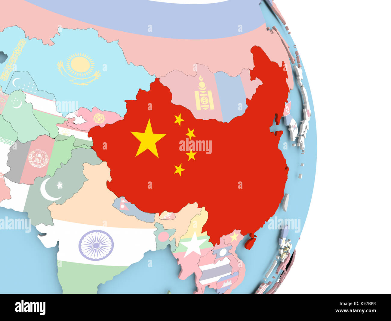 China with embedded flag on globe. 3D illustration Stock Photo - Alamy