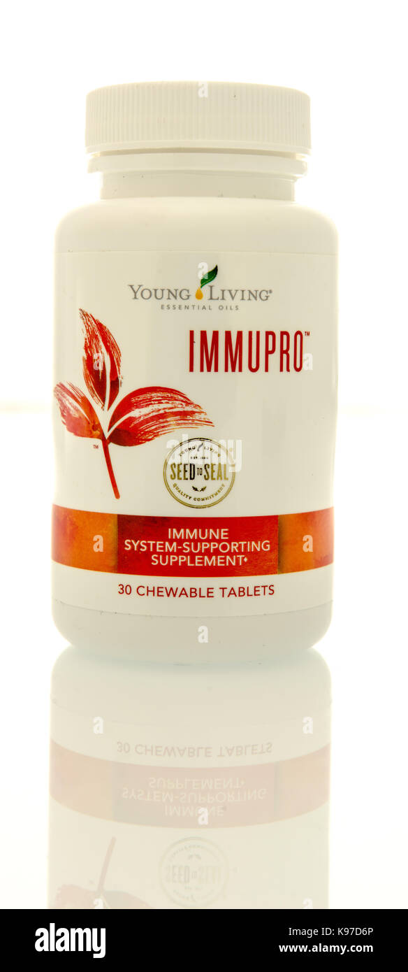 Winneconne, WI - 17 August 2017: A bottle of Young Living Immupro ...
