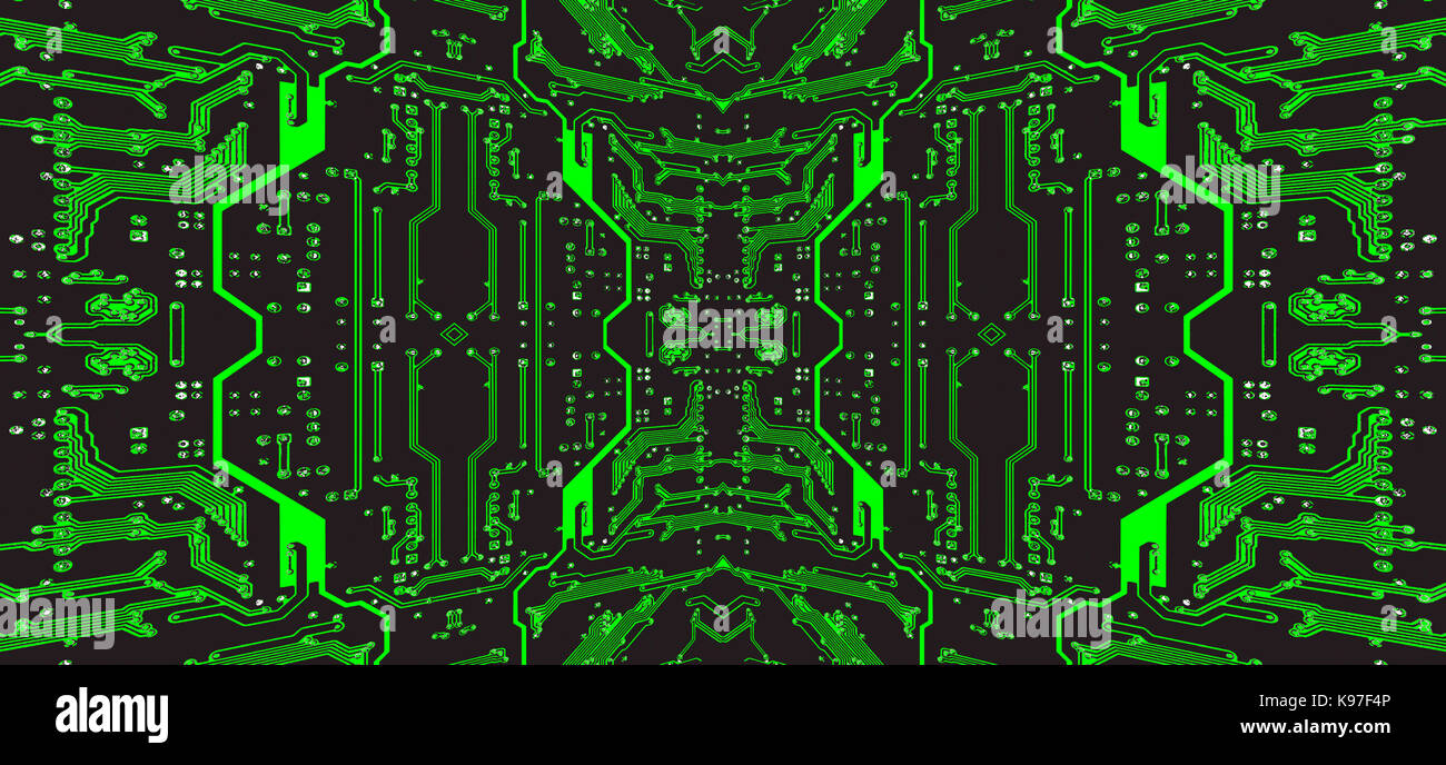 Green and black circuit board suitable as symmetrical technology ...