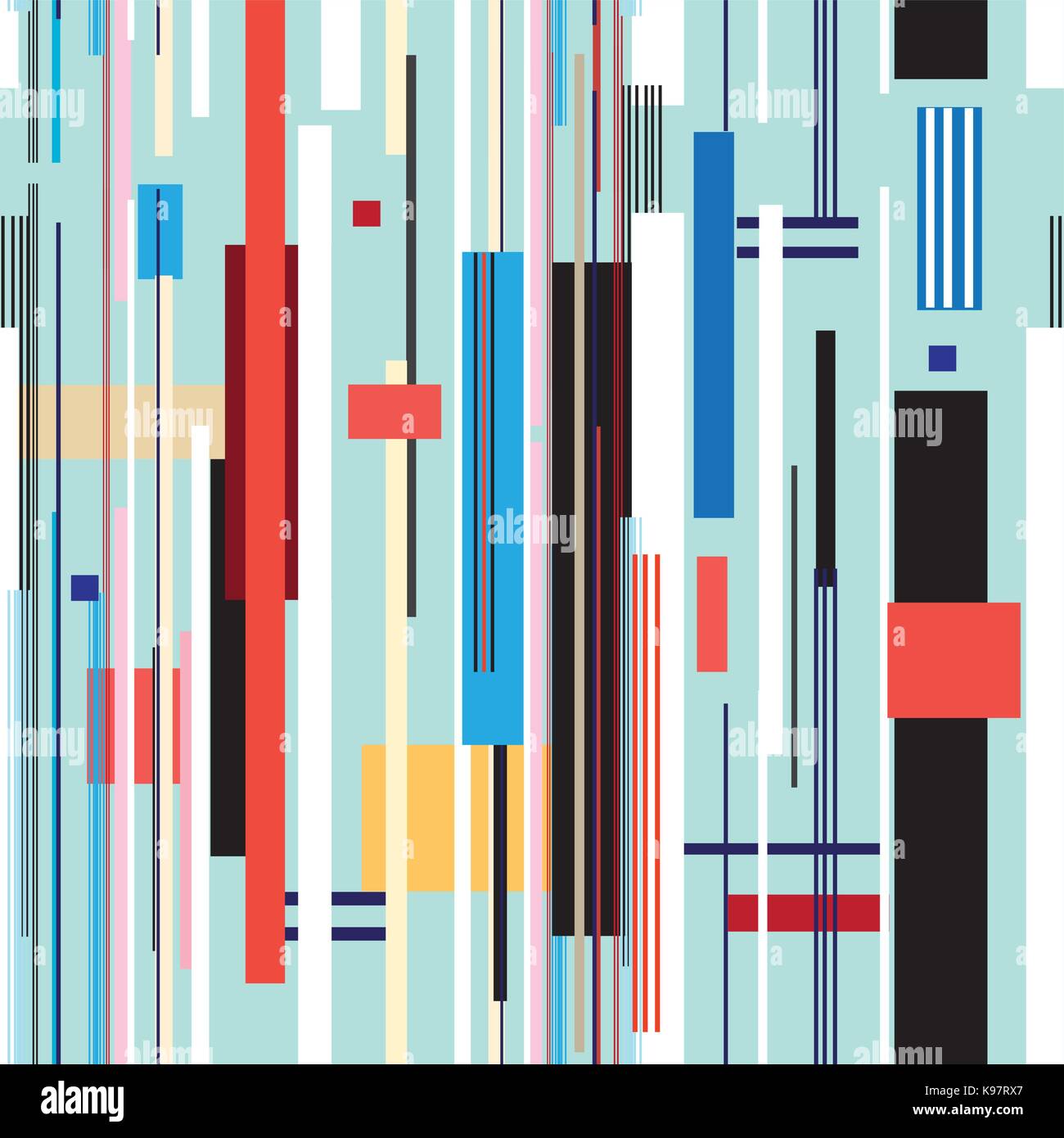 Geometric multicolored pattern from different stripes and rectangles ...