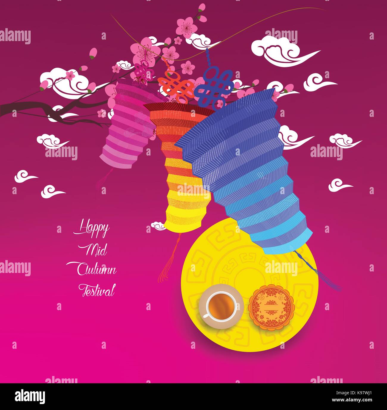 Mid Autumn Lantern Festival background. Chinese new year Stock Vector ...