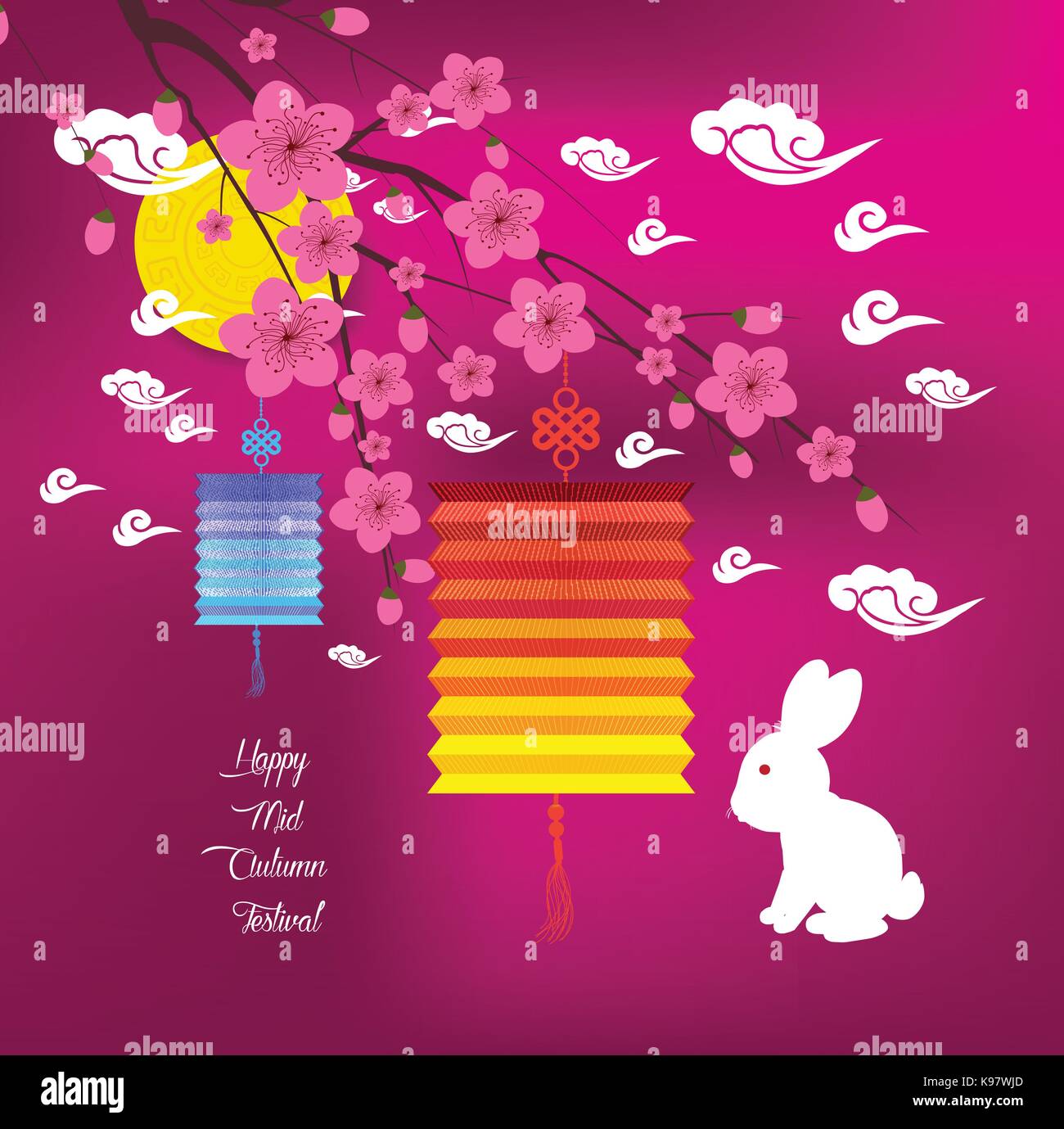 Mid autumn festival beautiful moon Stock Vector Images - Alamy