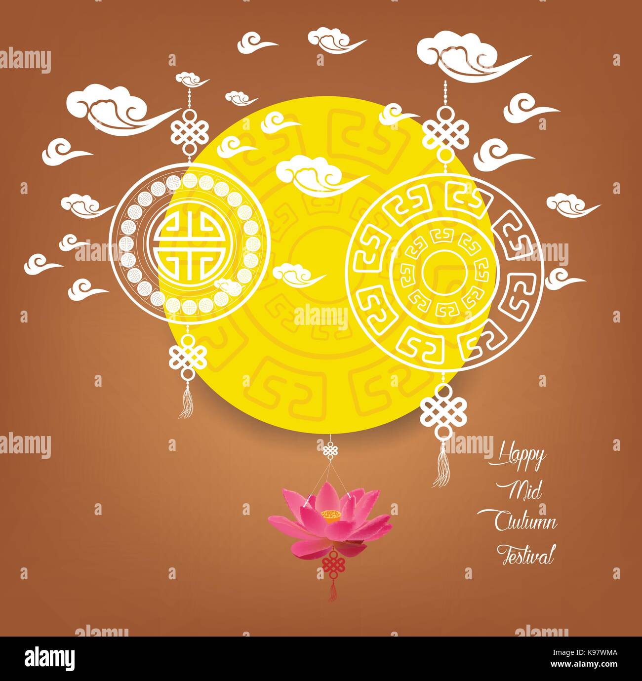 Mid Autumn Lantern Festival vector background with chinese pattern ...