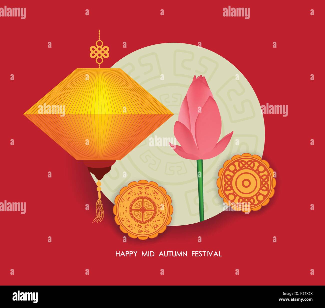 Mid Autumn Lantern Festival background with moon cake and lotus. Happy ...