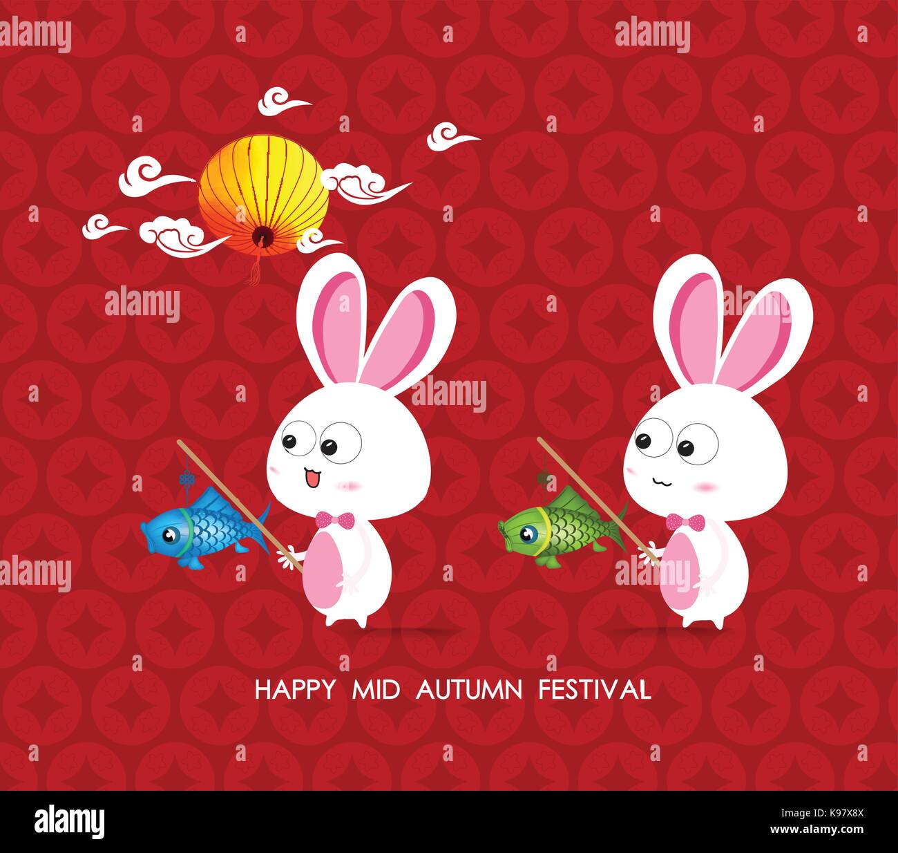 Lantern Rabbits of Mid Autumn Festival Stock Vector Image & Art - Alamy