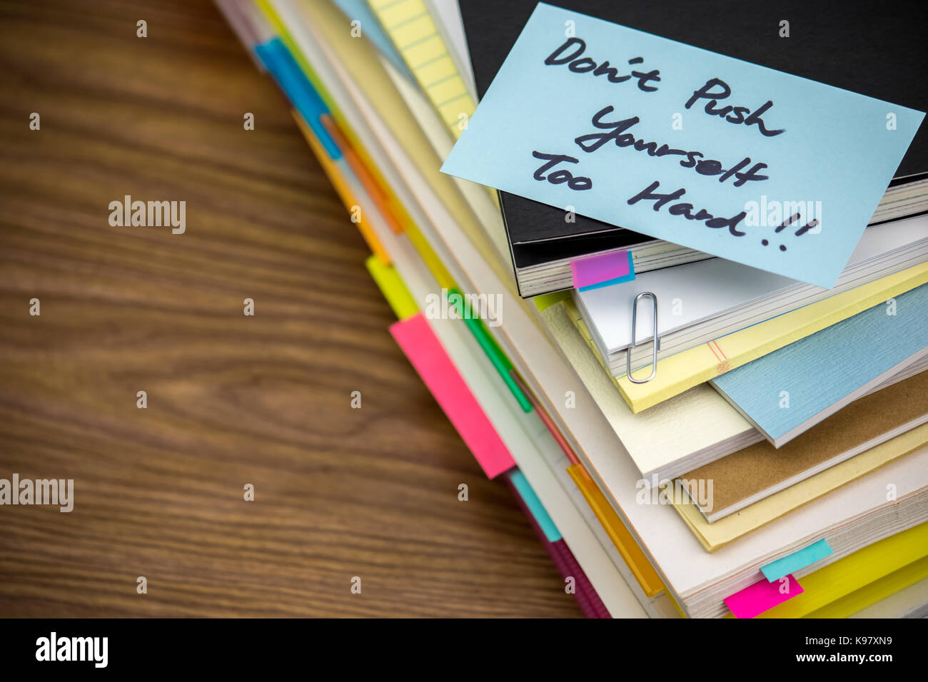 Don't Work Too Hard; The Pile of Business Documents on the Desk Stock ...