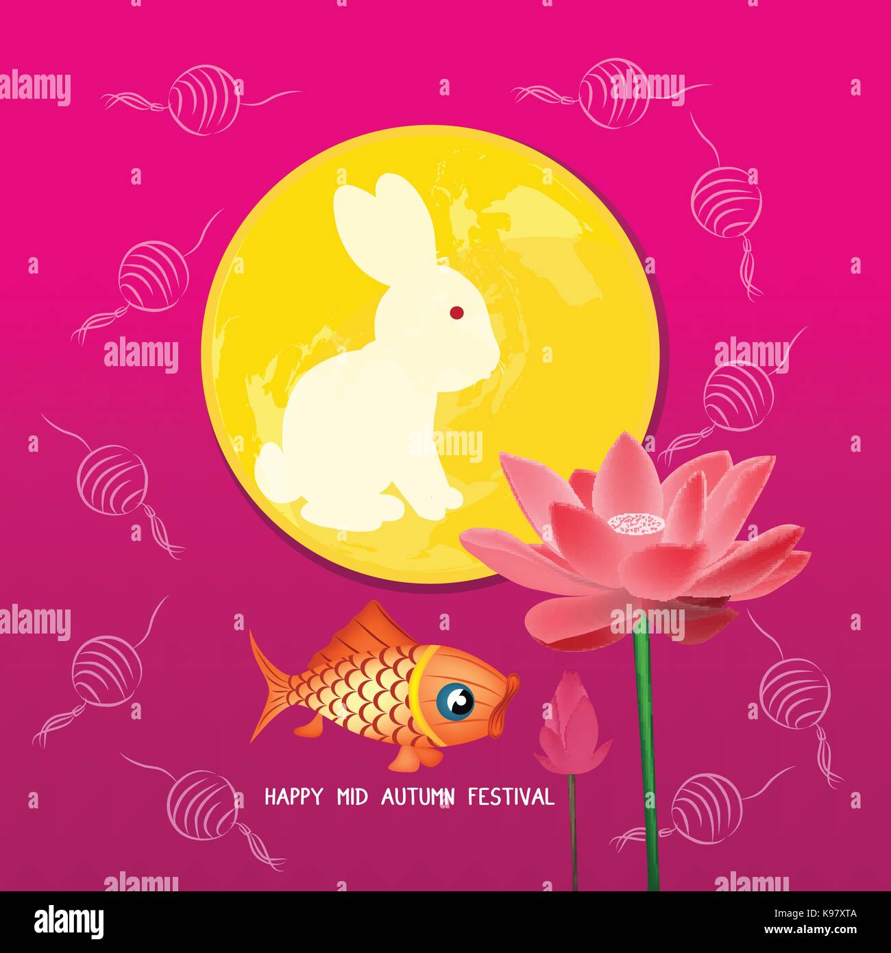 Mid Autumn Lantern Festival background with moon rabbit Stock Vector ...