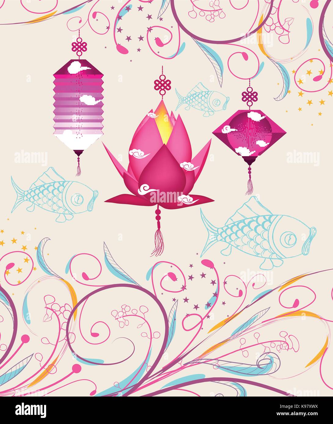 Chinese lantern festival doodle graphic design Stock Vector Image & Art ...