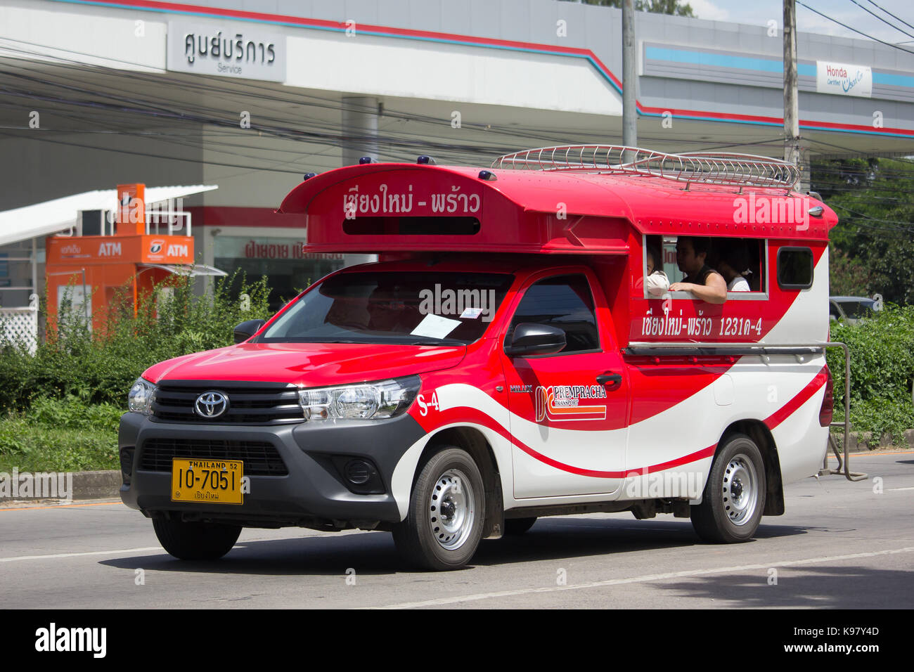 CHIANG MAI, THAILAND -SEPTEMBER 5 2017: Toyota Hilux Revo Orange mini ...