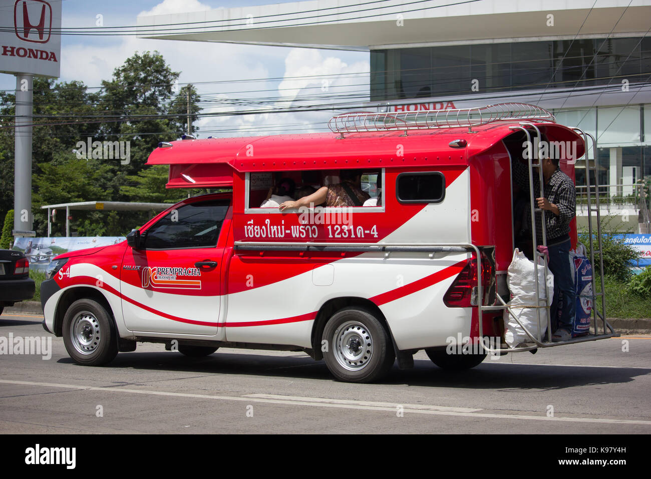 CHIANG MAI, THAILAND -SEPTEMBER 5 2017: Toyota Hilux Revo Orange mini ...