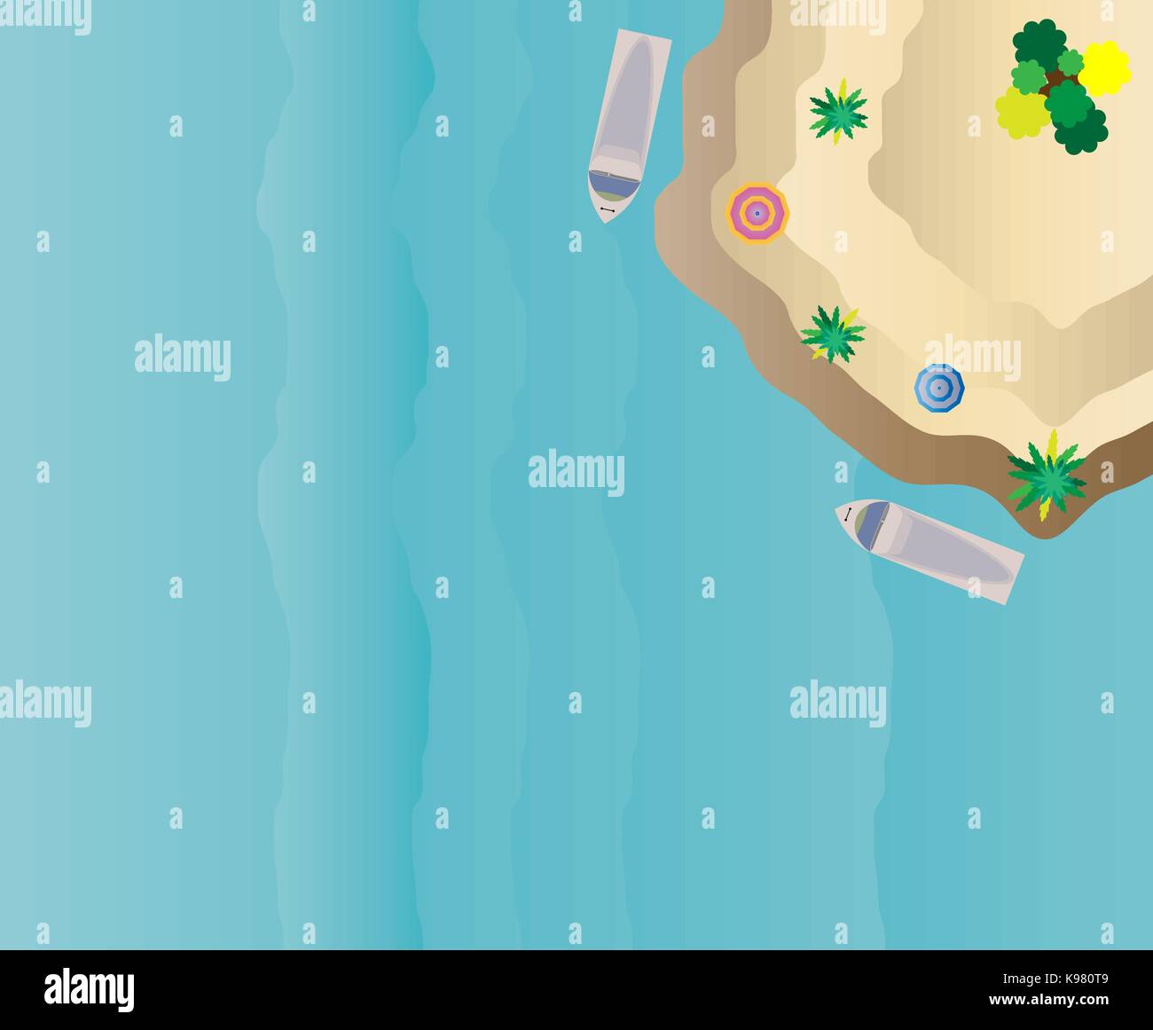 Top View of Tropical island sea and Beach Vector Stock Vector Image ...