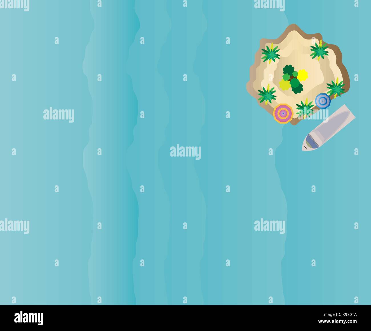 Top View of Tropical island sea and Beach Vector Stock Vector Image ...