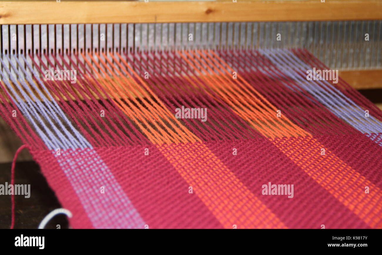 looms, loom fittings, woven scarves, colored yarns white backgrounds ...