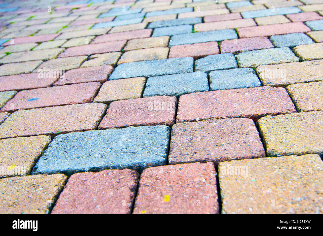 paving stone bricks of different colors and of irregular composition ...
