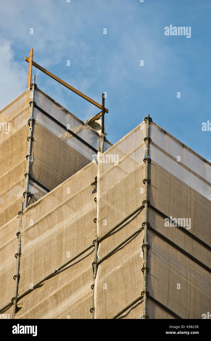 scaffolding of iron pipes and network used for the restoration of ...