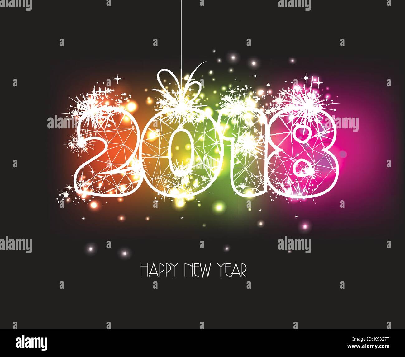 New Years 2018 polygonal line and fireworks background Stock Vector ...
