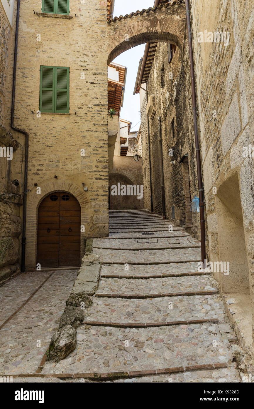Streets and alleys in the wonderful town of Spoleto (Italy Stock Photo ...