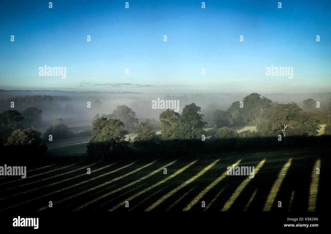 Low lying mist seen from the Ouse Valley Viaduct in Haywards Heath ...