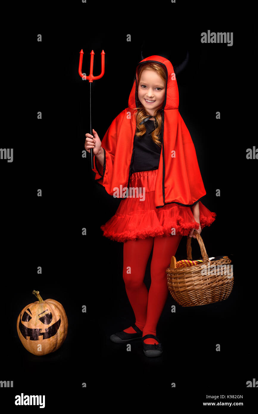 child in halloween costume of devil Stock Photo - Alamy