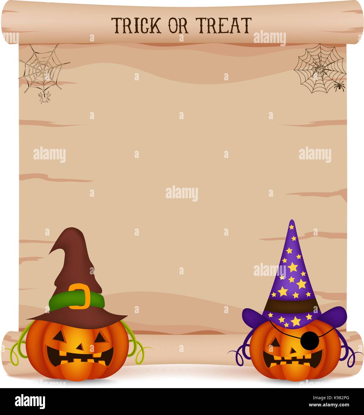 pumpkin and parchment sign halloween Stock Vector Image & Art - Alamy