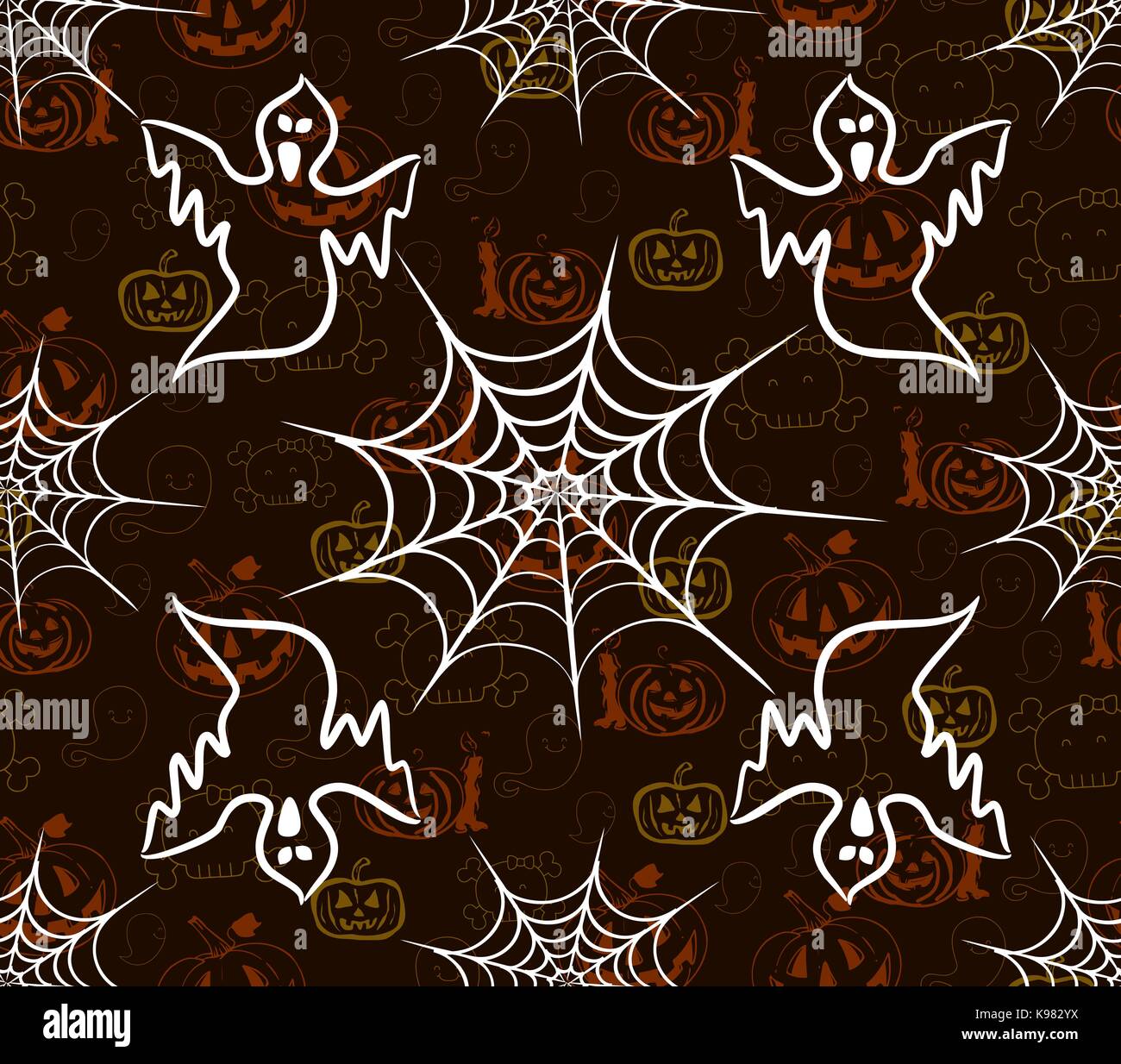 halloween seamless pattern with webs and scarecrow Stock Vector Image ...