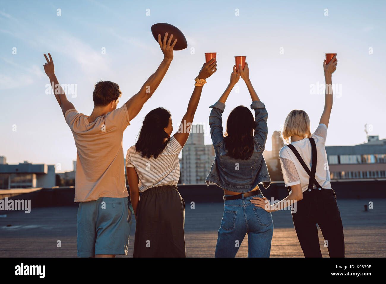 Group students on roof hi-res stock photography and images - Alamy