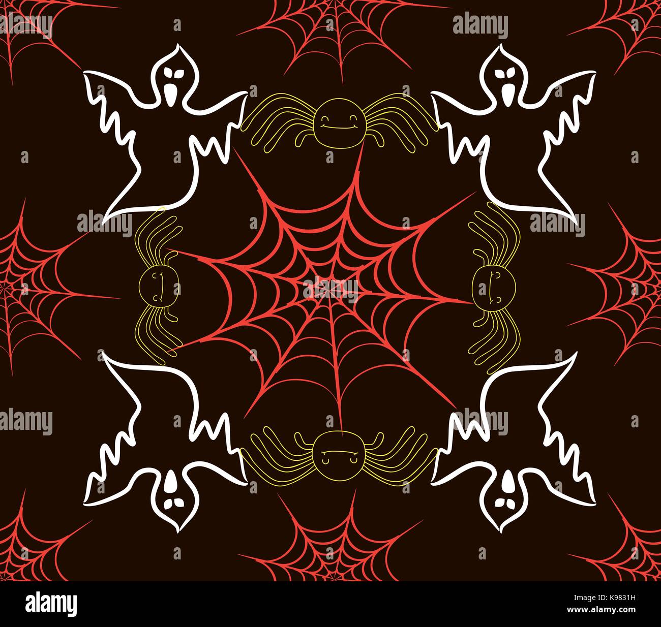 seamless pattern with webs, spider and scarecrow Stock Vector Image ...