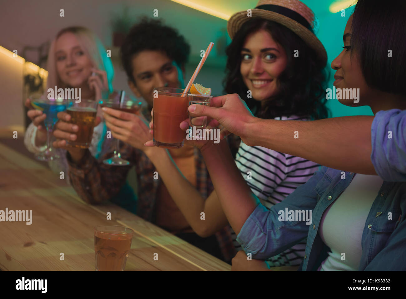 multicultural friends having party Stock Photo - Alamy