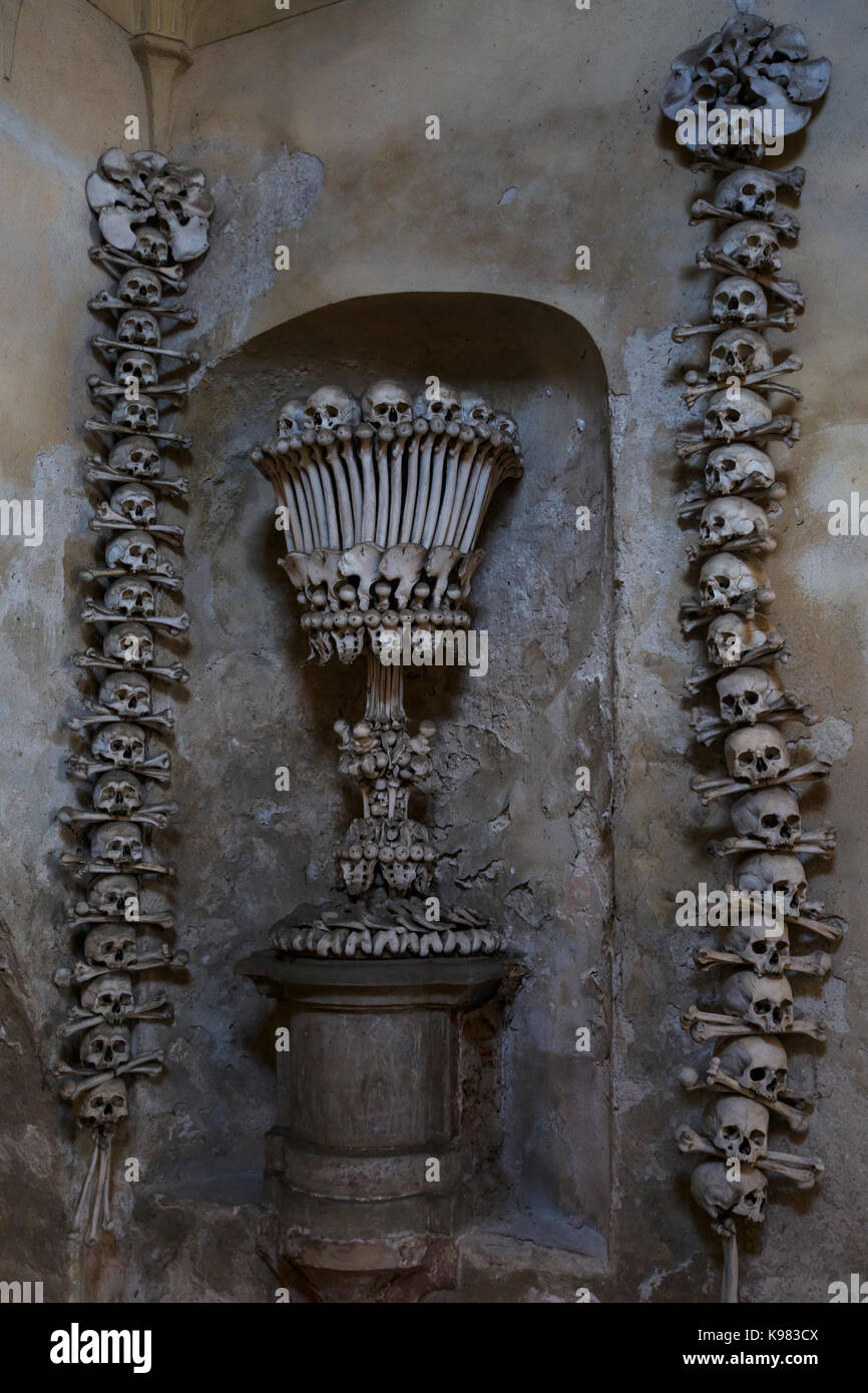 Bone decoration of Sedlec ossuary in Kutna Hora Stock Photo - Alamy